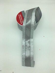 celebrate it- ribbon bow-tuque-silver squin and grey line- 2.5 in x 25ft