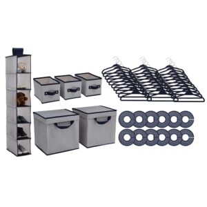 delta children nursery storage 48 piece set - easy storage/organization solution - keeps bedroom, nursery & closet clean, navy