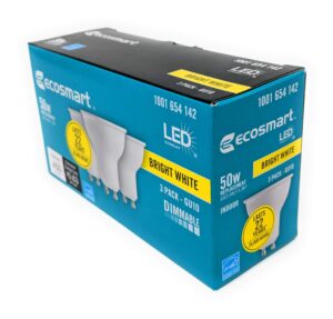 ecosmart 50w bright white mr16 gu10 led light bulb (3-pack) 1001654142 - new