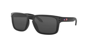 oakley holbrook matte black flag icon/gray sunglasses (oo9102-e655)