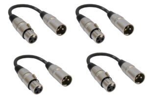 audio2000's adc203nx4 4-pack xlr male to xlr female balanced audio patch cables- 6 inches (tip to tip)