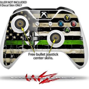 WraptorSkinz Decal Vinyl Skin Wrap Compatible with Xbox One S Console and Controllers - Painted Faded and Cracked Green Line USA American Flag