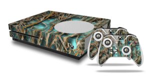 wraptorskinz decal vinyl skin wrap compatible with xbox one s console and controllers - wraptorcamo grassy marsh camo neon teal