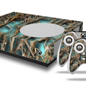 WraptorSkinz Decal Vinyl Skin Wrap Compatible with Xbox One S Console and Controllers - WraptorCamo Grassy Marsh Camo Neon Teal