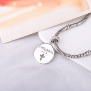 AMATOLOVE Religious Charm I Can Do All Things Through Christ 925 Sterling Silver Charms for Bracelets Christmas Gifts