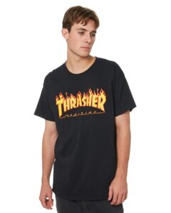 thrasher flame logo t-shirt black medium