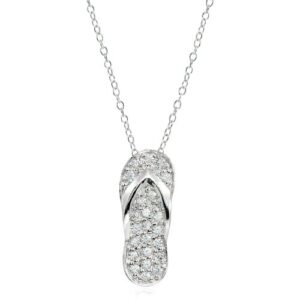 sterling silver cubic zirconia flip-flop beach sandal necklace