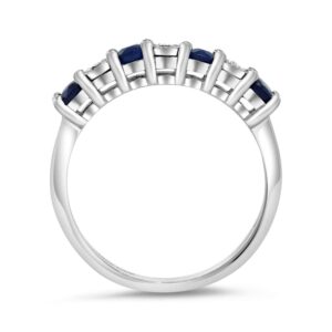 Gem Stone King 925 Sterling Silver Blue Sapphire & White Diamond Engagement Ring For Women | Wedding Ring For Women | Available In Size 5, 6, 7, 8, 9