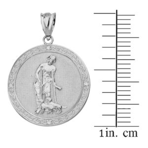 925 Sterling Silver Saint Lazarus Pray For Us Medallion CZ Charm Pendant (1")