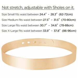 BABEYOND Metal Waistband Skinny Belt Elastic Waist Strap Stretchy Belt for Dress (Style-10-gold, Medium)