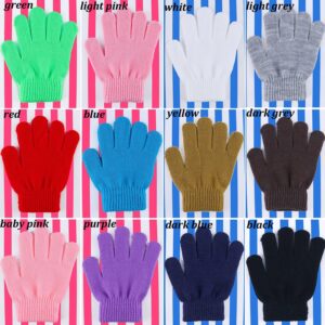 Cooraby 12 Pairs Kid's Winter Magic Gloves Children Stretchy Warm Magic Gloves Boys or Girls Knit Gloves (12 Mixed Color)