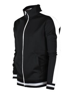 screenshotbrand-51700 mens urban hip hop premium track jacket - slim fit side taping basic-black-medium