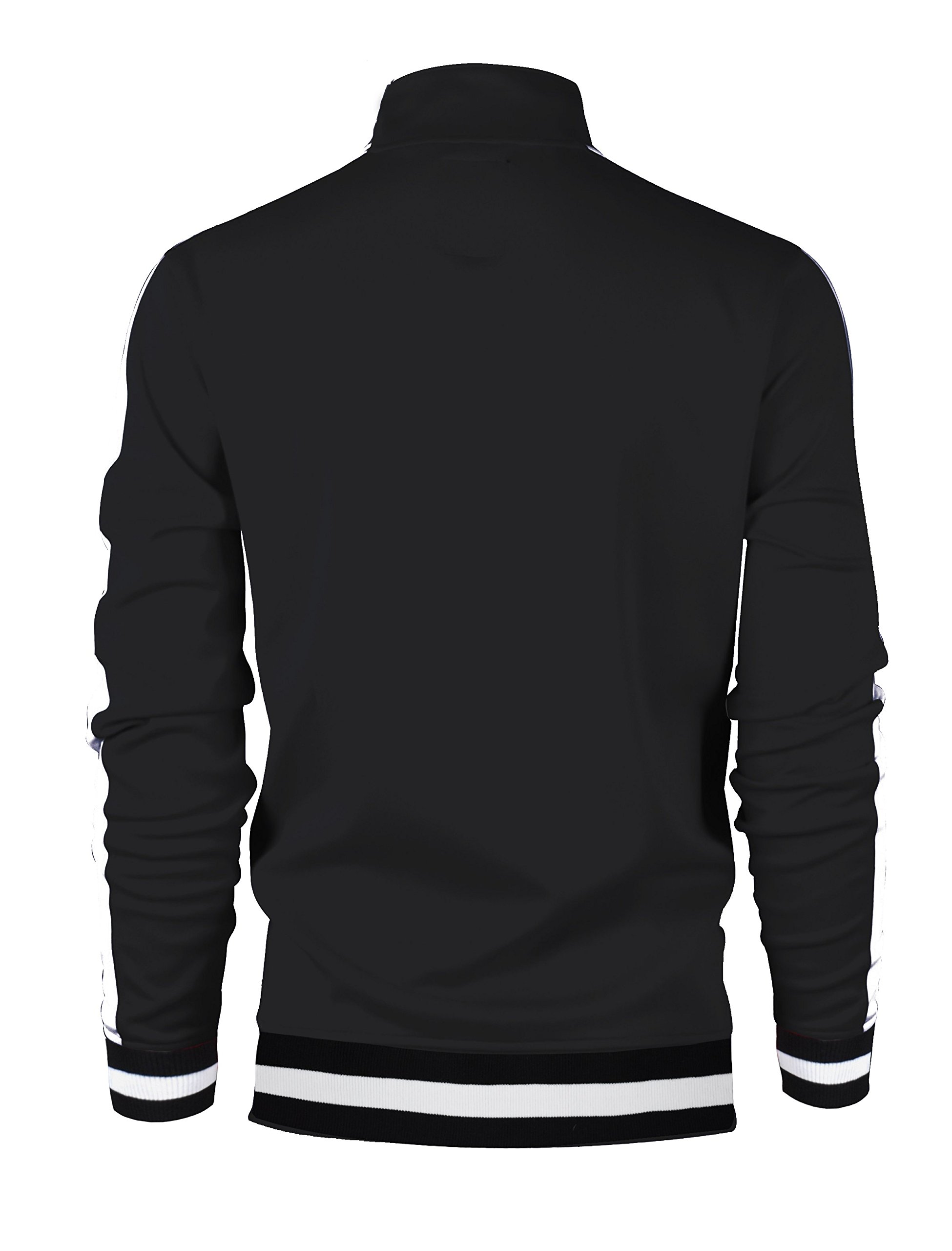 SCREENSHOTBRAND-51700 Mens Urban Hip Hop Premium Track Jacket - Slim Fit Side Taping Basic-Black-Medium