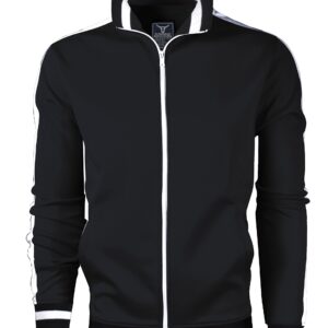 SCREENSHOTBRAND-51700 Mens Urban Hip Hop Premium Track Jacket - Slim Fit Side Taping Basic-Black-Medium