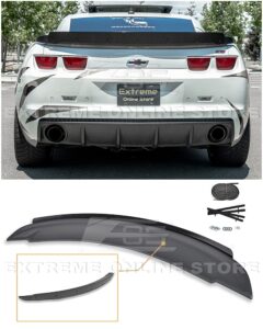 for 2010-2013 chevrrolet camaro | eos zl1 style rear trunk lid wing spoiler with aluminum glossy black center wickerbill insert (abs plastic - matte black)