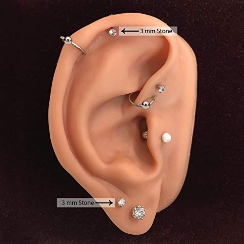 BodyJ4You 3PC Labret Tragus Cartilage 16G Studs, Internally Threaded Surgical Stainless Steel, Helix Lip Monroe Medusa Conch, Versatile Piercing Jewelry