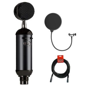 blue blackout spark sl xlr condenser microphone with pop filter & 20' xlr cable