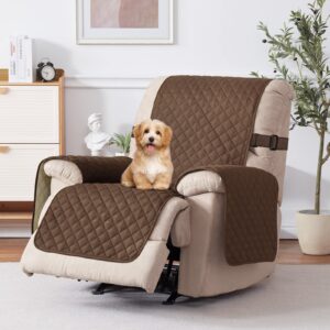 RHF Oversized Recliner Chair Covers for Reclining Chair Reversible Recliner Cover for Large Recliner Quilted Sofa Slipcover Furniture Protector for Dogs (30'' Recliner-Oversized: Chocolate/Beige)