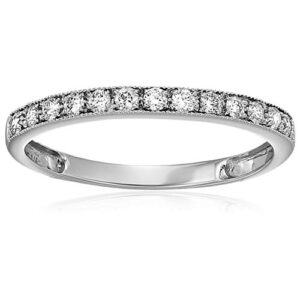 vir jewels 1/4 carat (ctw) diamond wedding anniversary band for women, half eternity round diamond engagement ring 14k white gold prong set with milgrain 0.25 cttw, size 6.5