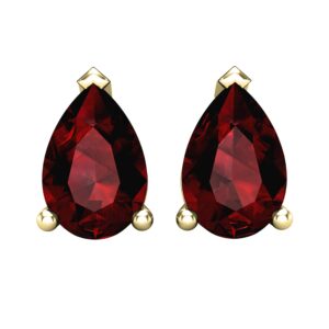 Dazzlingrock Collection 18K 7X5 MM Each Pear Garnet Ladies Solitaire Teardrop Stud Earrings, Yellow Gold