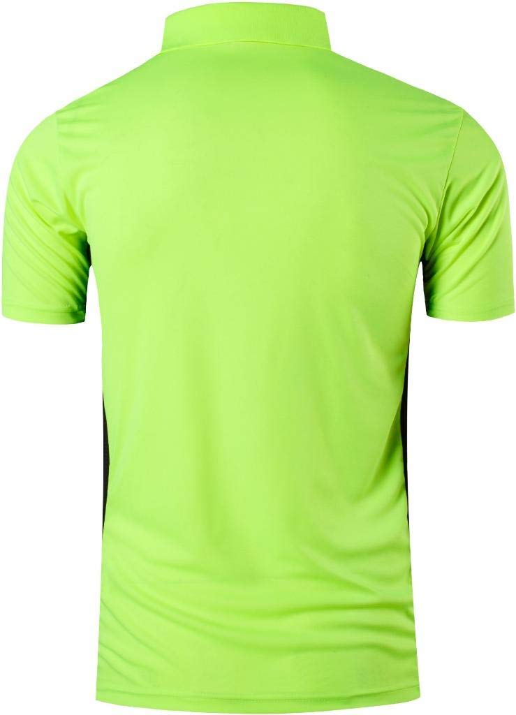 jeansian Men's Sport Quick Dry Short Sleeves Polo Tee T-Shirt LSL226 GreenYellow XL