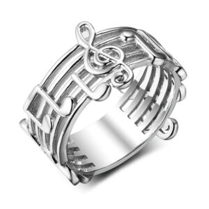 jajafook sterling silver women's music note song ring 925 sterling silver band sizes 6 7 8