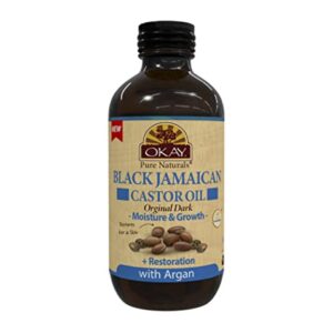 OKAY BLACK JAMAICAN CASTOR OIL ORIGINAL DARK with ARGAN OIL 4oz / 118ml