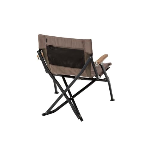 Snow Peak Luxury Low Beach Chair - Teak Wood Armrest and Canvas Seat - 23 x 26 x 27 in