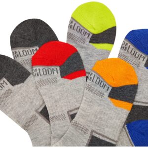 Fruit of the Loom boys Everyday Active Crew - 6 Pair Pack Casual Sock, Gray, Orange, Red, Green, Blue, Shoe Size 9-2.5 US