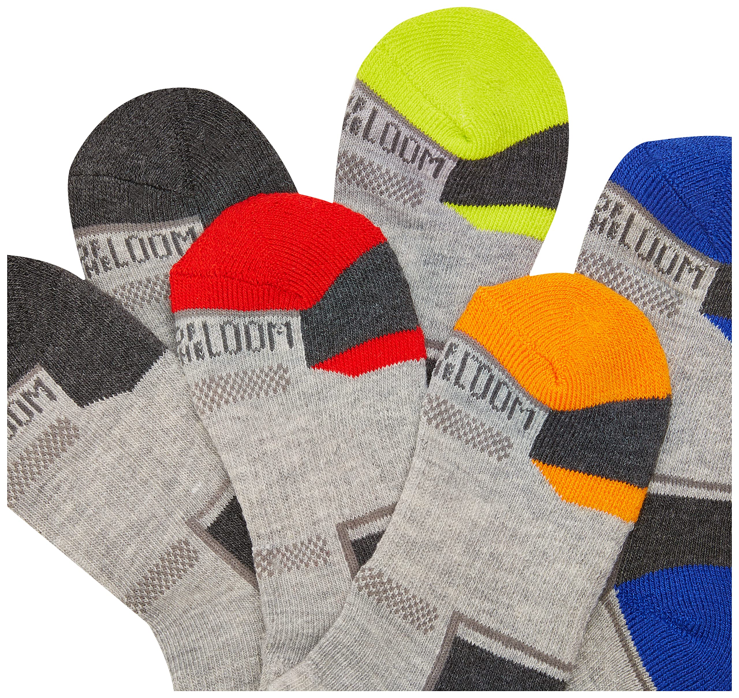 Fruit of the Loom boys Everyday Active Crew - 6 Pair Pack Casual Sock, Gray, Orange, Red, Green, Blue, Shoe Size 9-2.5 US