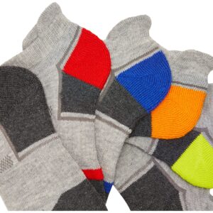 Fruit of the Loom boys Everyday Active Crew - 6 Pair Pack Casual Sock, Gray, Orange, Red, Green, Blue, Shoe Size 9-2.5 US