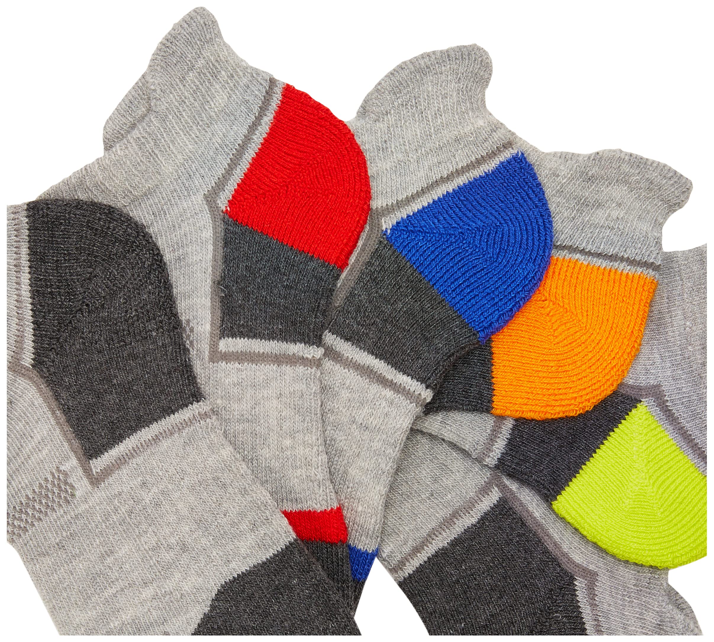 Fruit of the Loom boys Everyday Active Crew - 6 Pair Pack Casual Sock, Gray, Orange, Red, Green, Blue, Shoe Size 9-2.5 US