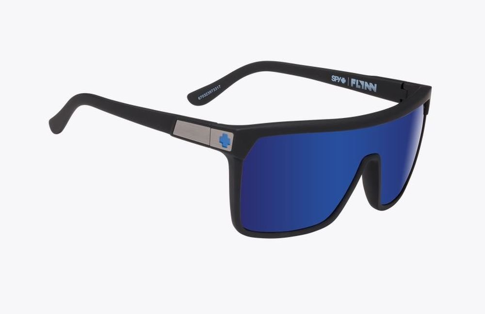 Spy Flynn Sunglasses Soft Matte Black with Happy Blue Spectra Lens Sticker