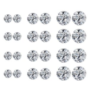 parts express 12 pair silver alloy diamond magnetic stud earrings for unisex no hole piercing 3sizes 4mm,6mm,7mm