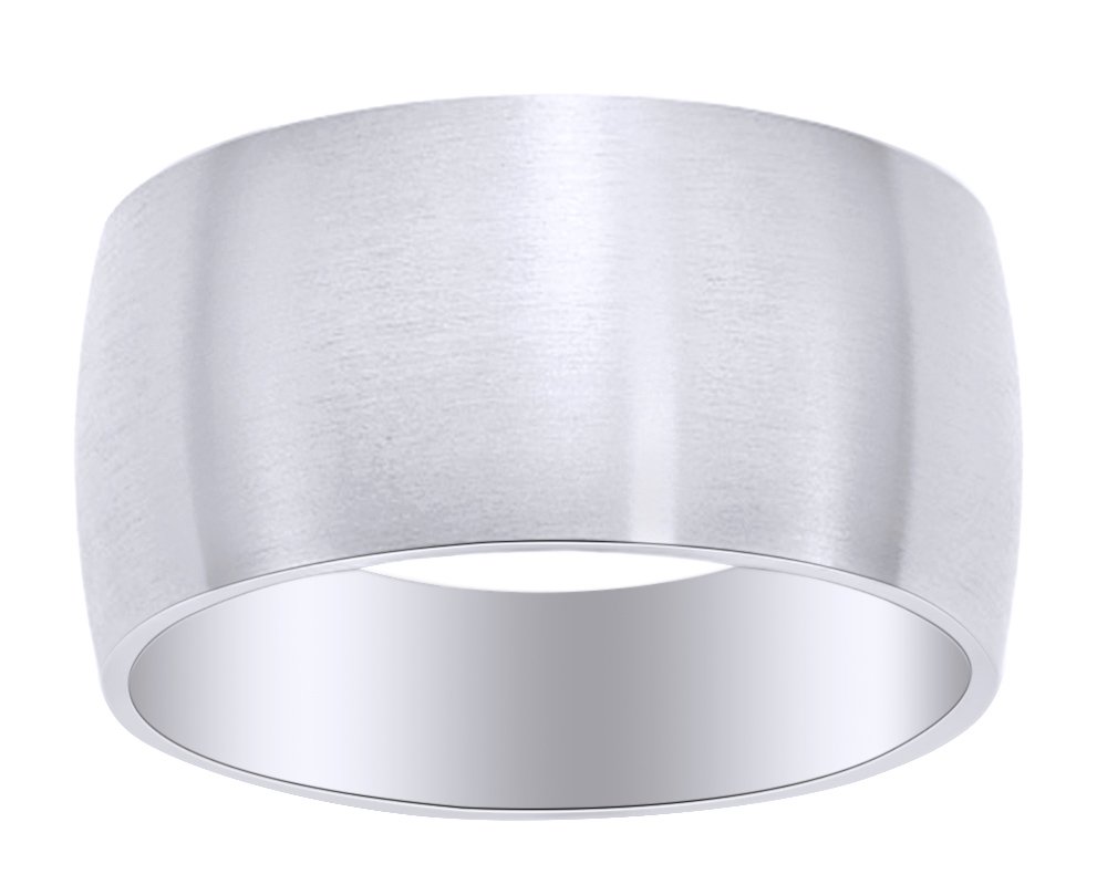 AFFY 12mm Brushed Band Ring in 14k White Gold Over Sterling Silver Ring Size : 8.5