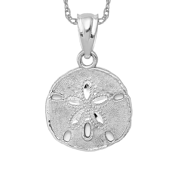 IceCarats 14K White Gold Sand Dollar Sea Star Starfish Necklace Charm Pendant 19mm x 11mm Only