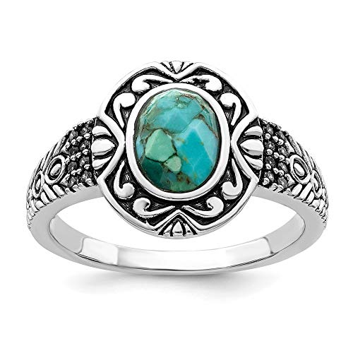 IceCarats 925 Sterling Silver Vintage Blue Turquoise Statement Ring Size 8