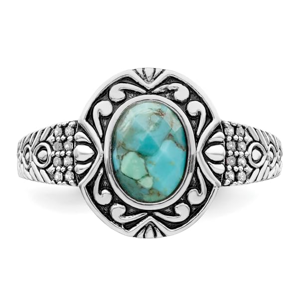 IceCarats 925 Sterling Silver Vintage Blue Turquoise Statement Ring Size 8