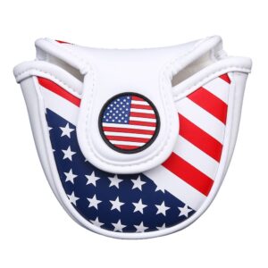 stars& stripes golf mallet putter head cover protector magnetic closure