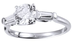 affy round & baguette cut white diamond engagement wedding ring in 10k white gold (0.25 cttw),ring size-7