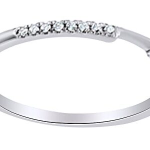 Round Shape White Diamond Engagement Wedding Ring In 14K Solid White Gold (0.1 Cttw),Ring Size-4