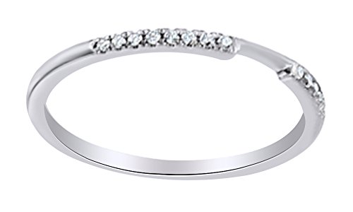 Round Shape White Diamond Engagement Wedding Ring In 14K Solid White Gold (0.1 Cttw),Ring Size-4