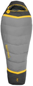 browning camping vortex +20 degree mummy sleeping bag, gold/coal