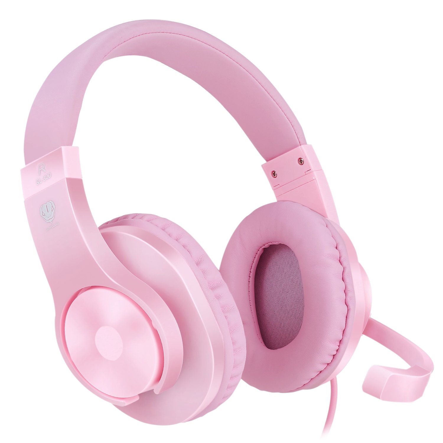 BlueFire Kids Headphones for Online School, Children, Teens, Boys, Girls, 3.5mm Stereo Over-Ear Gaming Headphone with Microphone and Volume Control for PS4, PS5, New Xbox One（Pink）