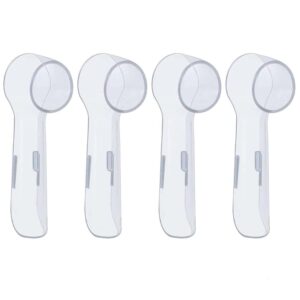 oral b compatible replacement brush head protection cover caps- 4 pk – keep your electric toothbrush heads dust & germ free- great for travel & everyday use- case contributes to sanitary health