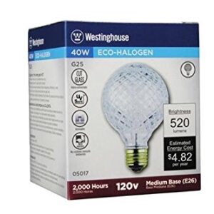 Westinghouse 05017 40 Watt Eco-Halogen G25 Cut Glass Light Bulb (6 Pack)