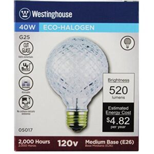 Westinghouse 05017 40 Watt Eco-Halogen G25 Cut Glass Light Bulb (6 Pack)