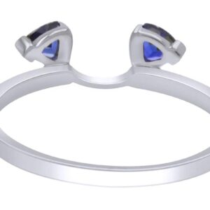 AFFY Triangle Shape Simulated Blue Sapphire Wrap Enhancer Guard Ring in 14k White Gold Ring Size-6