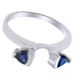 AFFY Triangle Shape Simulated Blue Sapphire Wrap Enhancer Guard Ring in 14k White Gold Ring Size-6