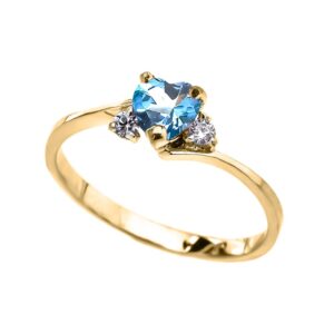 modern contemporary rings dainty 10k yellow gold december birthstone heart with cz proposal/promise ring (size 7.5)